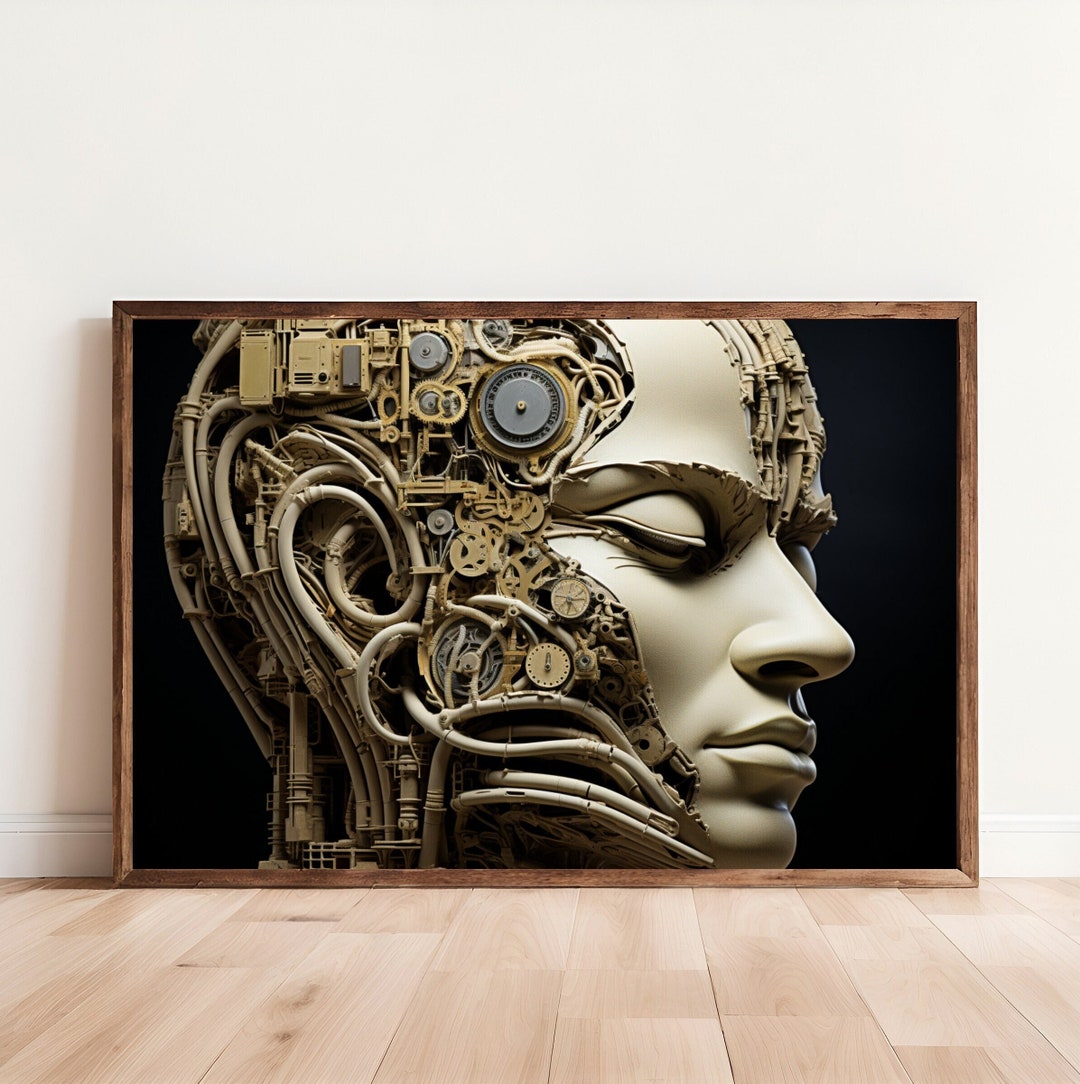 Printable Robot Head Wall Decor: Unique Abstract Robotic Head With ...