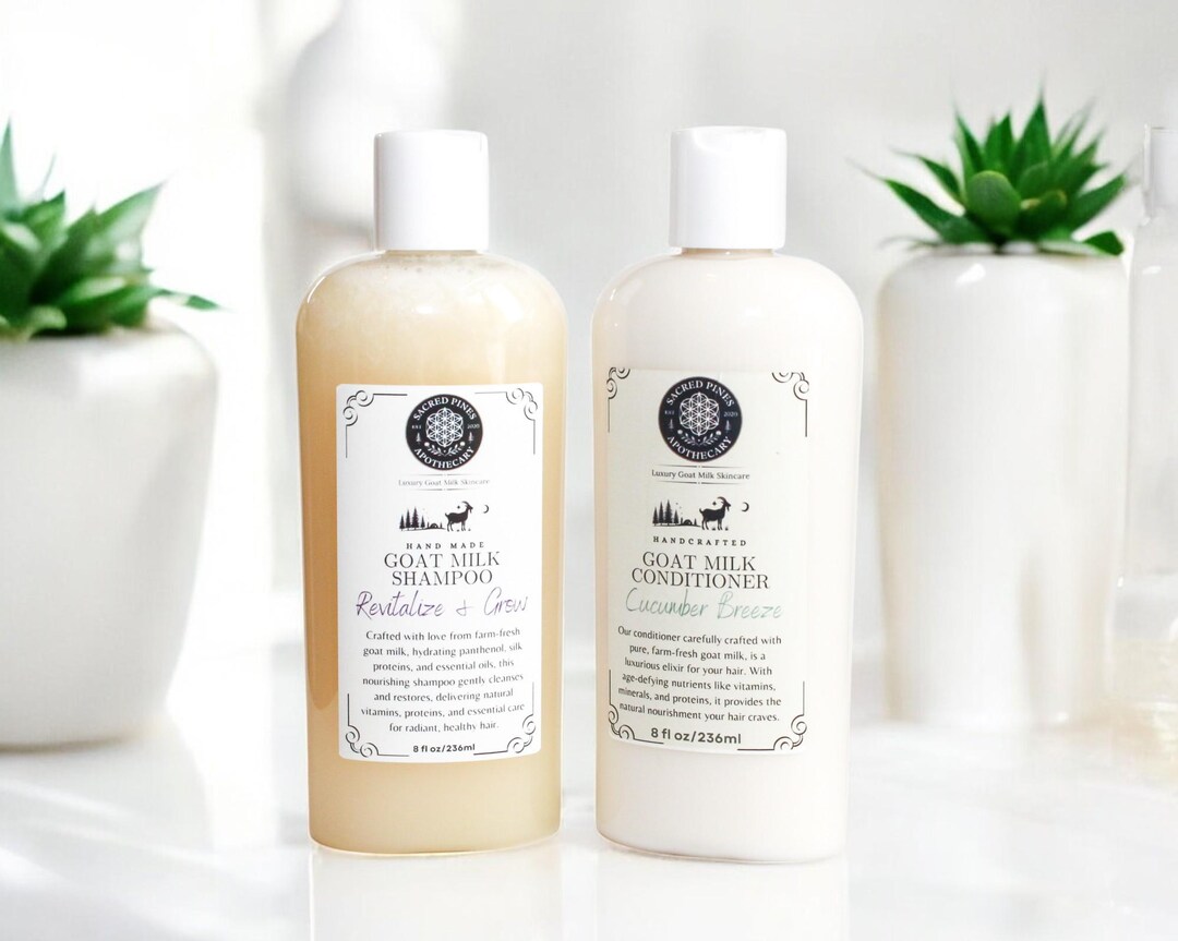 Goat Milk Shampoo Conditioner Set Natural Hair Care for ALL Types ...