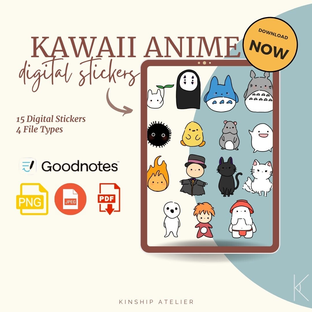 Kawaii Chibi Anime Digital Stickers Goodnotes Precropped Stickers ...
