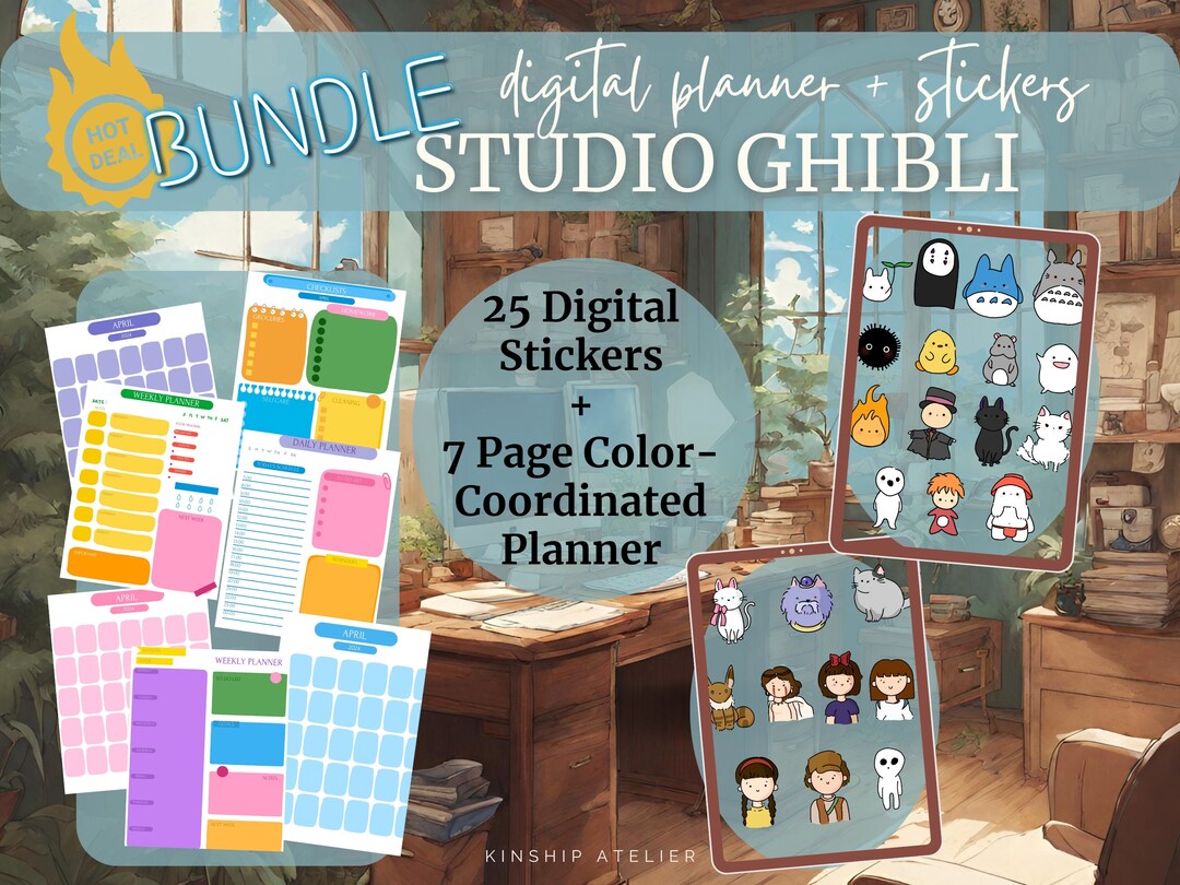Teacher Bundle Studio Ghibli Digital Planner Digital Stickers Editable ...