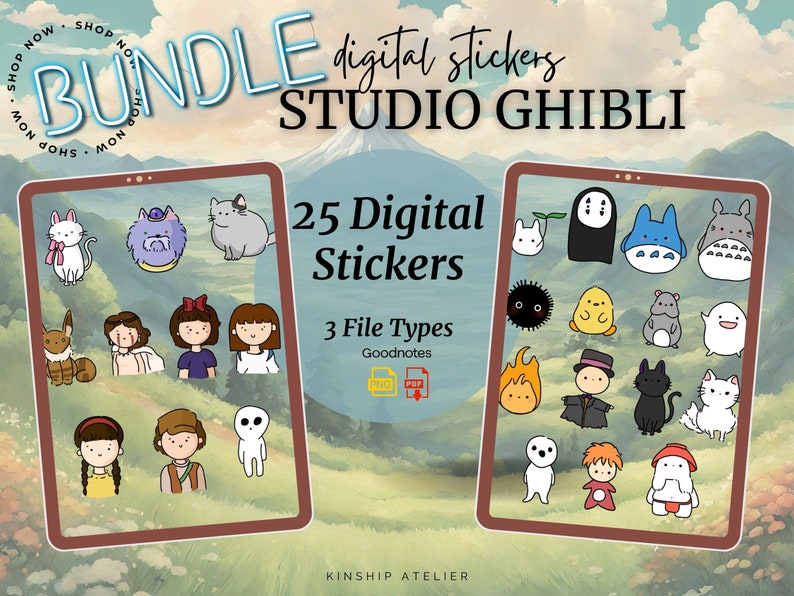 Studio Ghibli Digital Stickers Bundle Goodnotes Pre-cropped PNG PDF ...