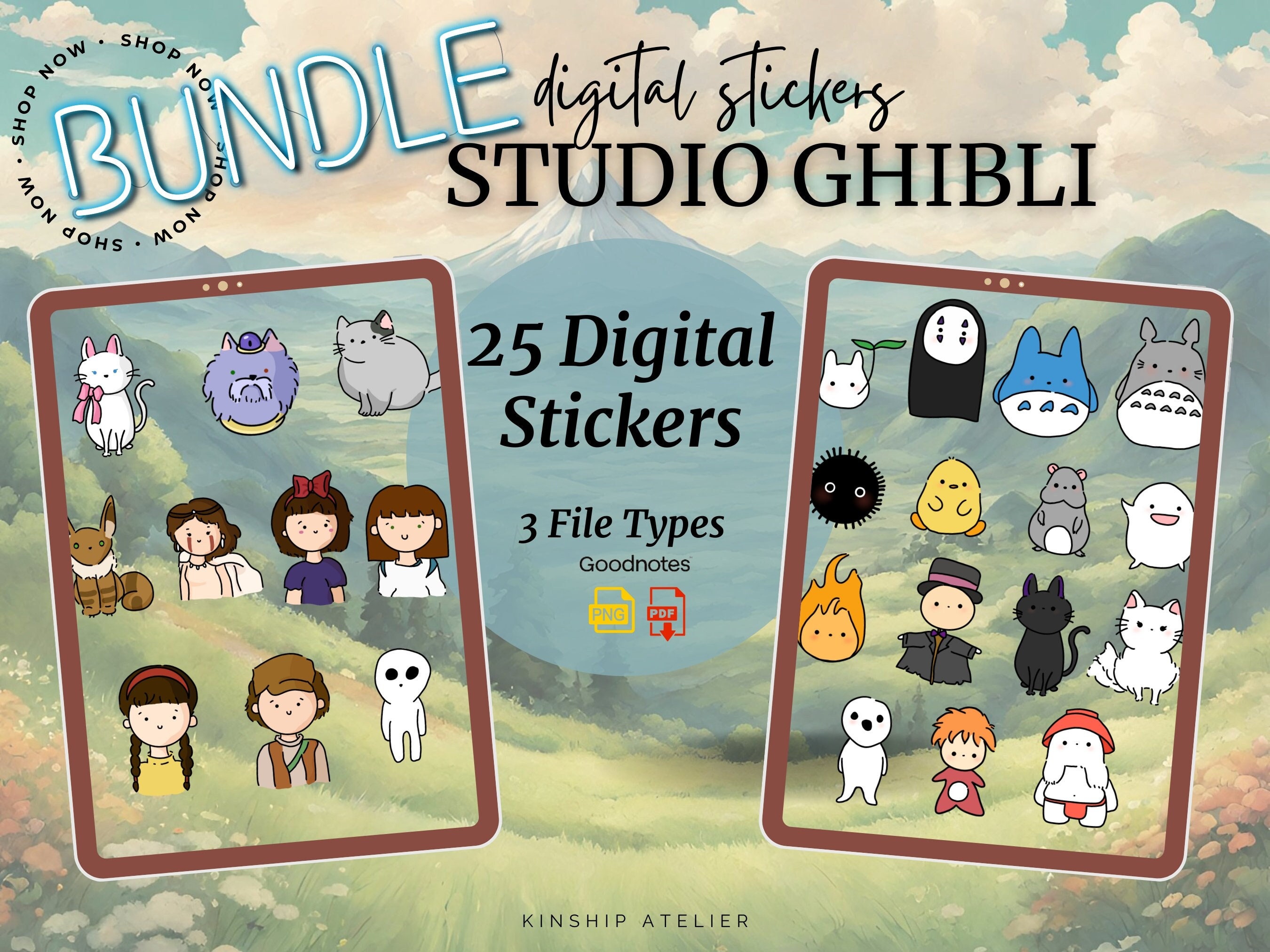 Studio Ghibli Digital Stickers Bundle Goodnotes Pre-cropped PNG PDF ...
