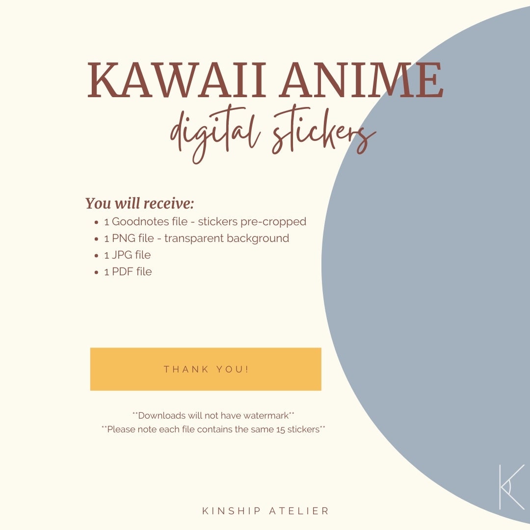 Kawaii Chibi Anime Digital Stickers Goodnotes Precropped Stickers ...