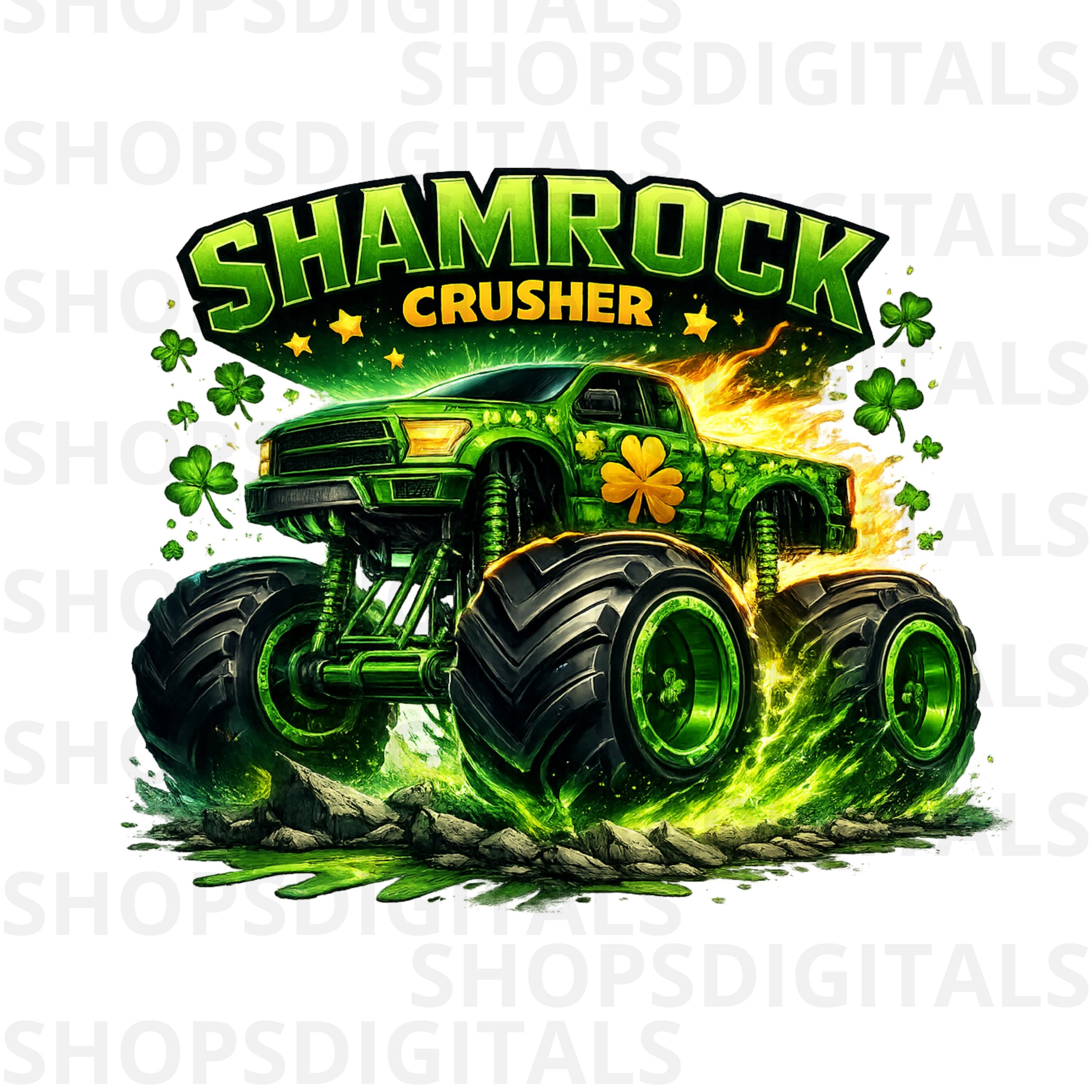 St Patrick's Day Monster Truck PNG | Shamrock Crusher Clipart (digital ...