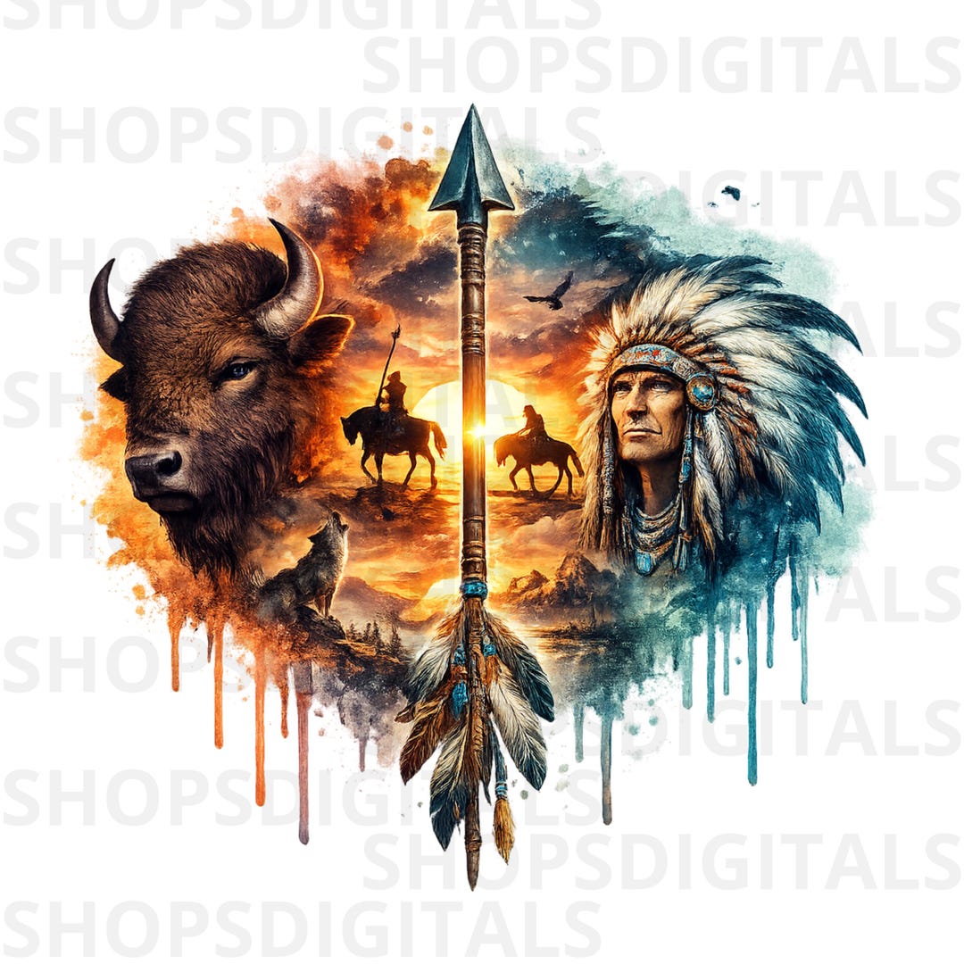 Native American Buffalo Arrow PNG, Tribal Western Warrior Illustration ...