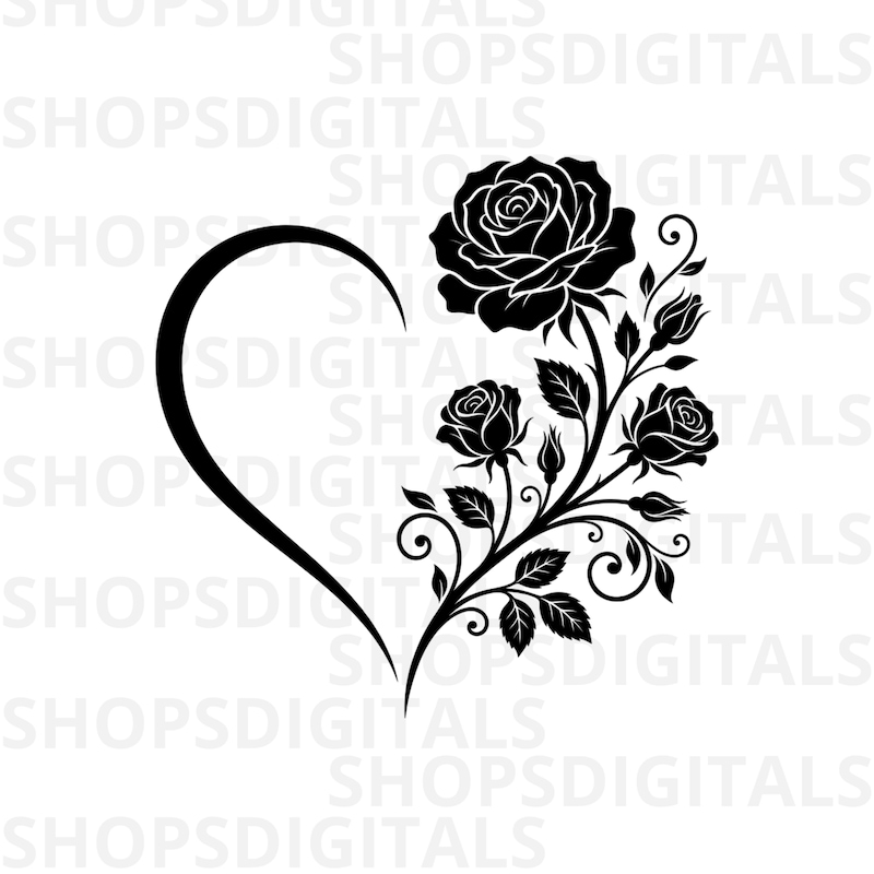 Single Rose Silhouette - Etsy