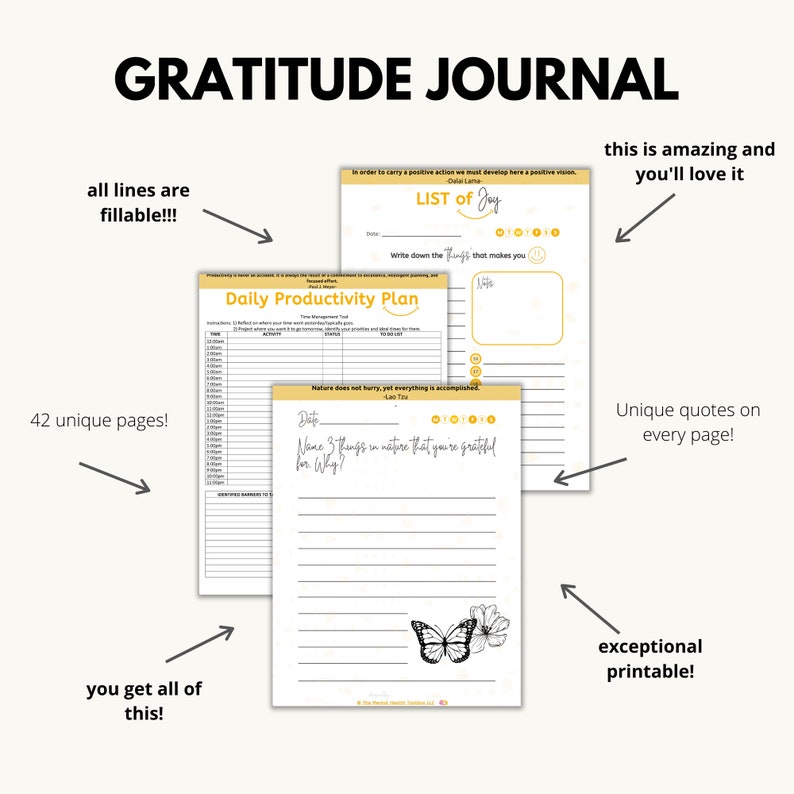 Gratitude Journal Printable, Self-care Planner, Mental Health ...