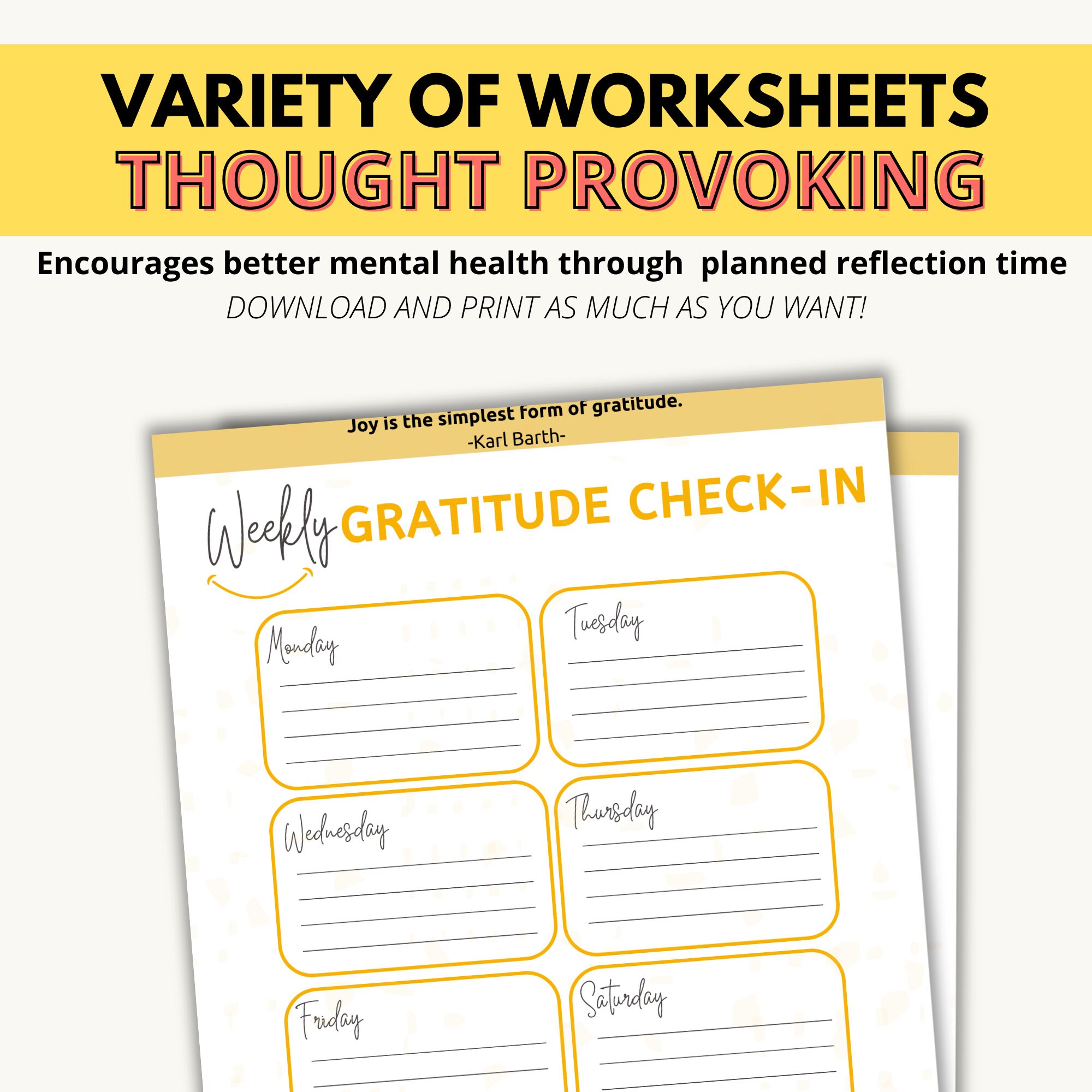 Gratitude Journal Printable, Self-care Planner, Mental Health ...