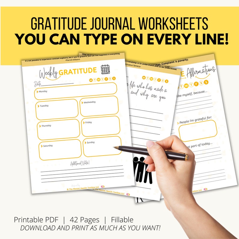 Gratitude Journal Printable, Self-care Planner, Mental Health ...