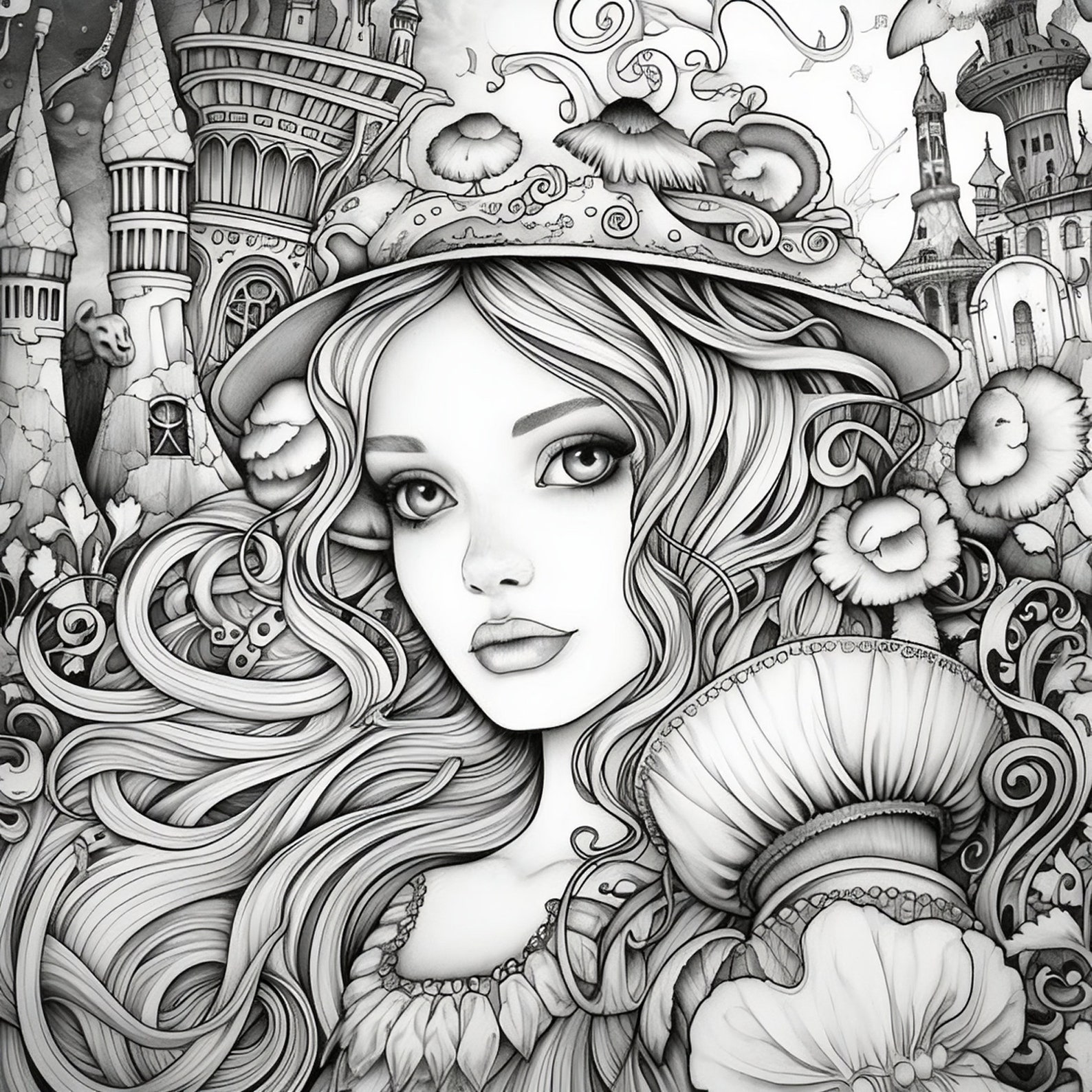 12 Beautiful Girl Coloring Pages for Adult Cute Girl - Etsy