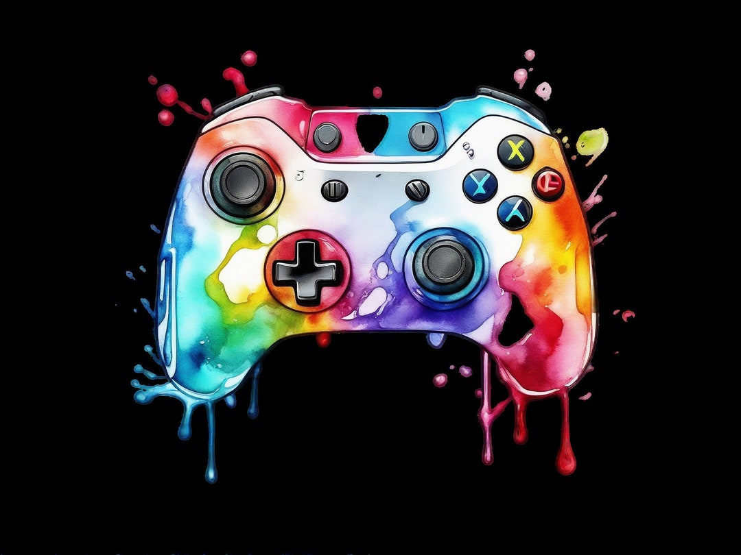 Colorful Splash Video Game Controller Art Print Vibrant Gamer Decor ...