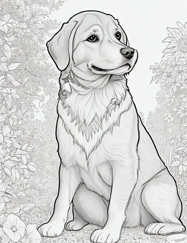 7 Beautiful Dogs Coloring Pages for Kids and Adult Cute Dog Coloring ...