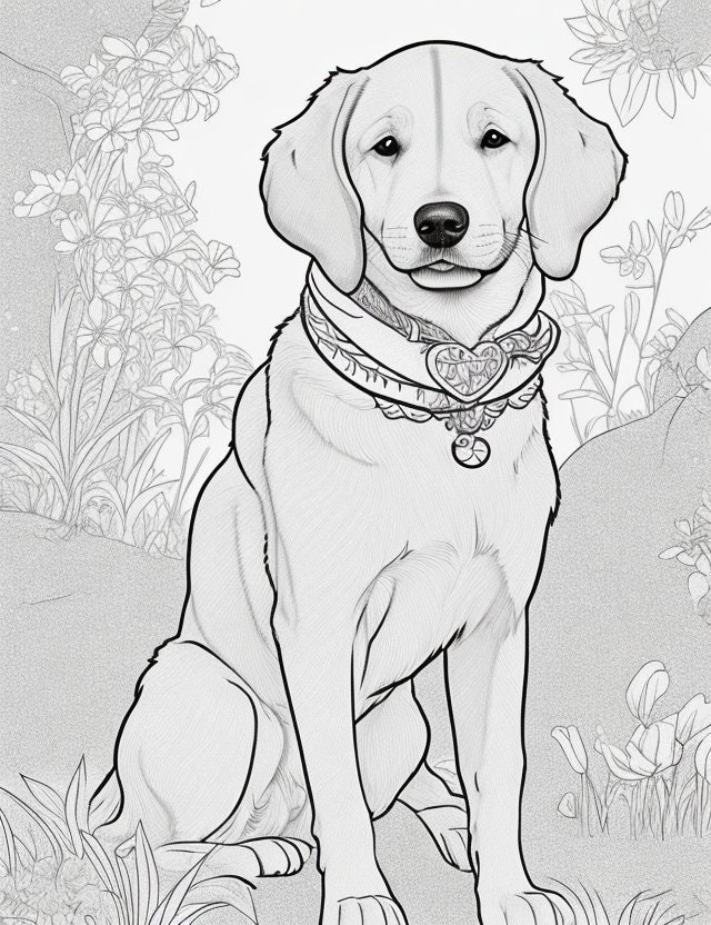 7 Beautiful Dogs Coloring Pages for Kids and Adult Cute Dog Coloring ...