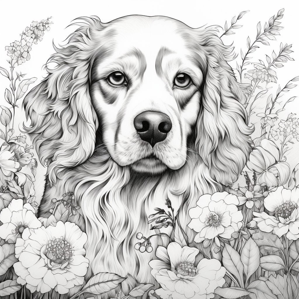 7 Beautiful Dogs Coloring Pages for Kids and Adult Cute Dog Coloring ...