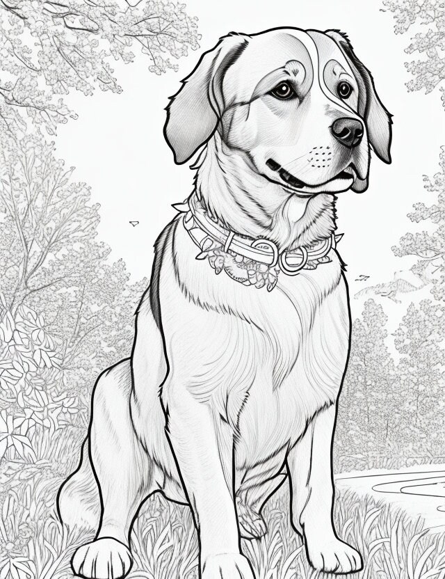 7 Beautiful Dogs Coloring Pages for Kids and Adult Cute Dog Coloring ...