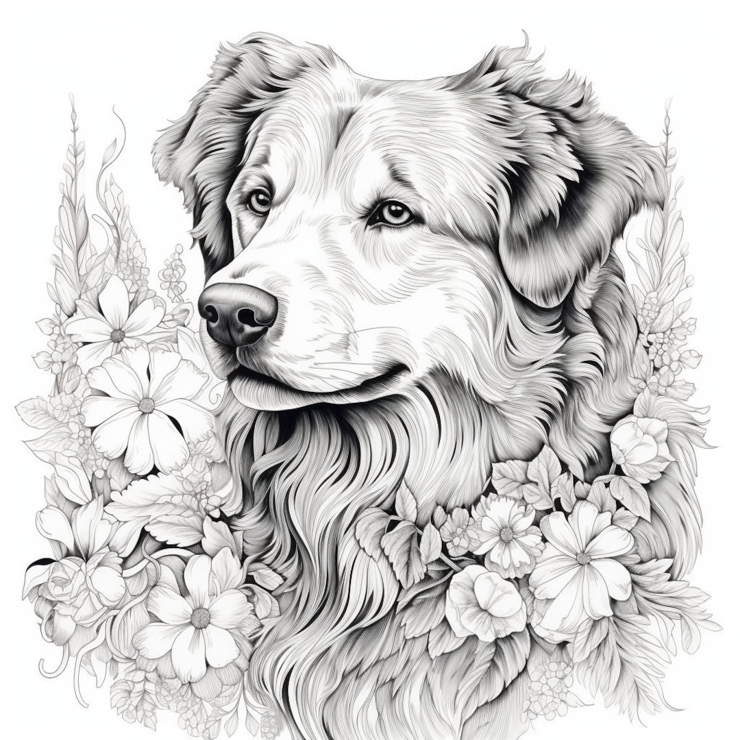 7 Beautiful Dogs Coloring Pages for Kids and Adult Cute Dog Coloring ...