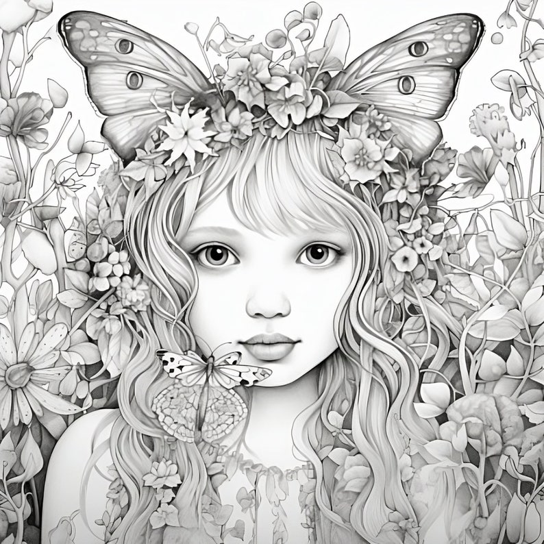 12 Beautiful Girl Coloring Pages for Adult Cute Girl - Etsy