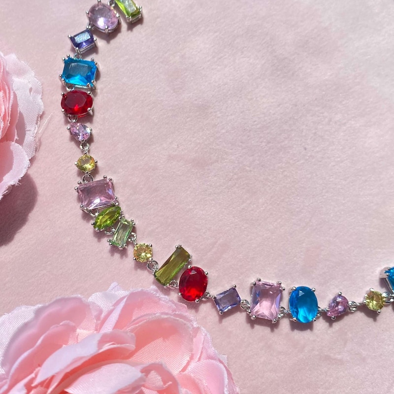Y2k Gemstone Necklace - Etsy