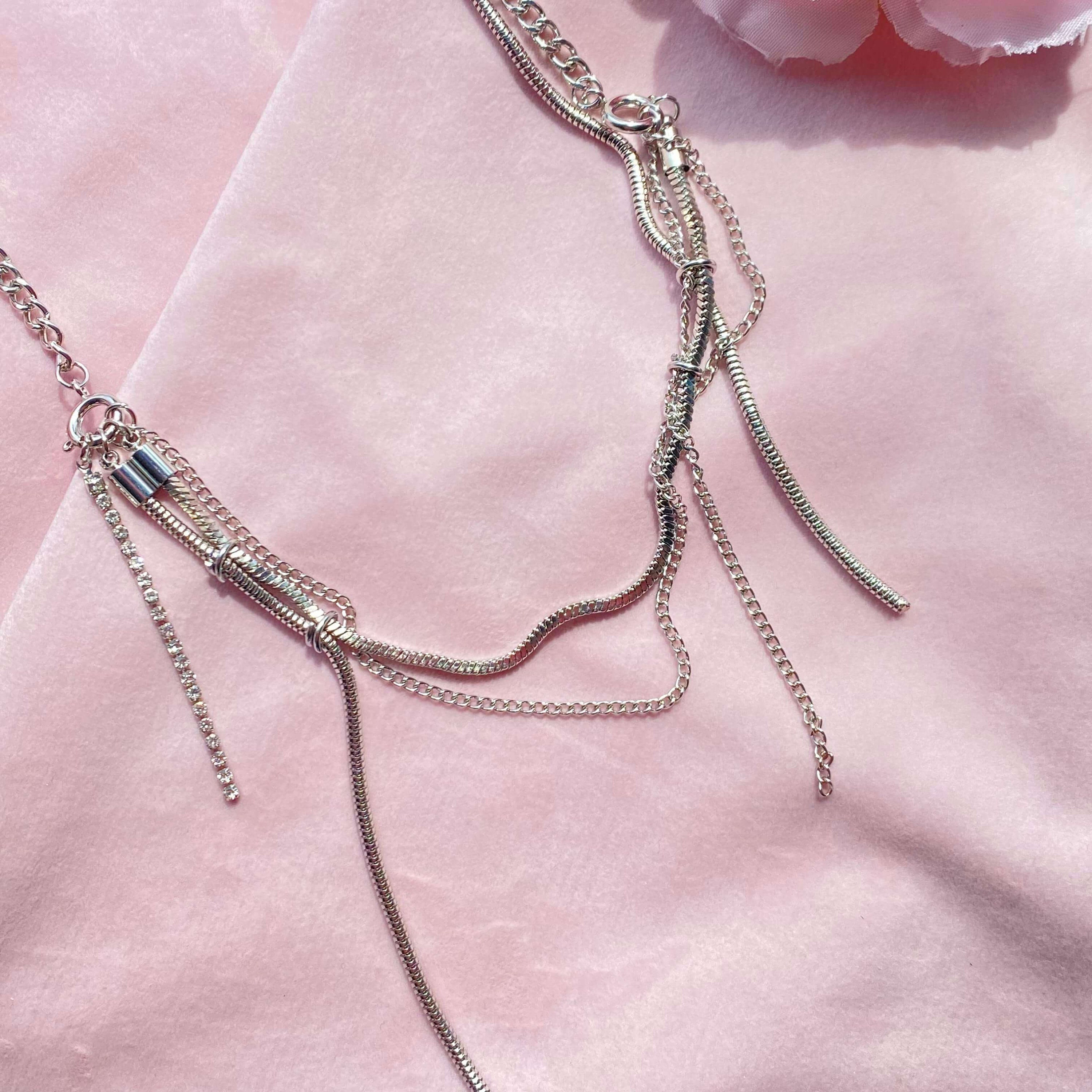 Y2K Knot Tassel Chain Statement Layers Necklace,chunky Chain Layered ...