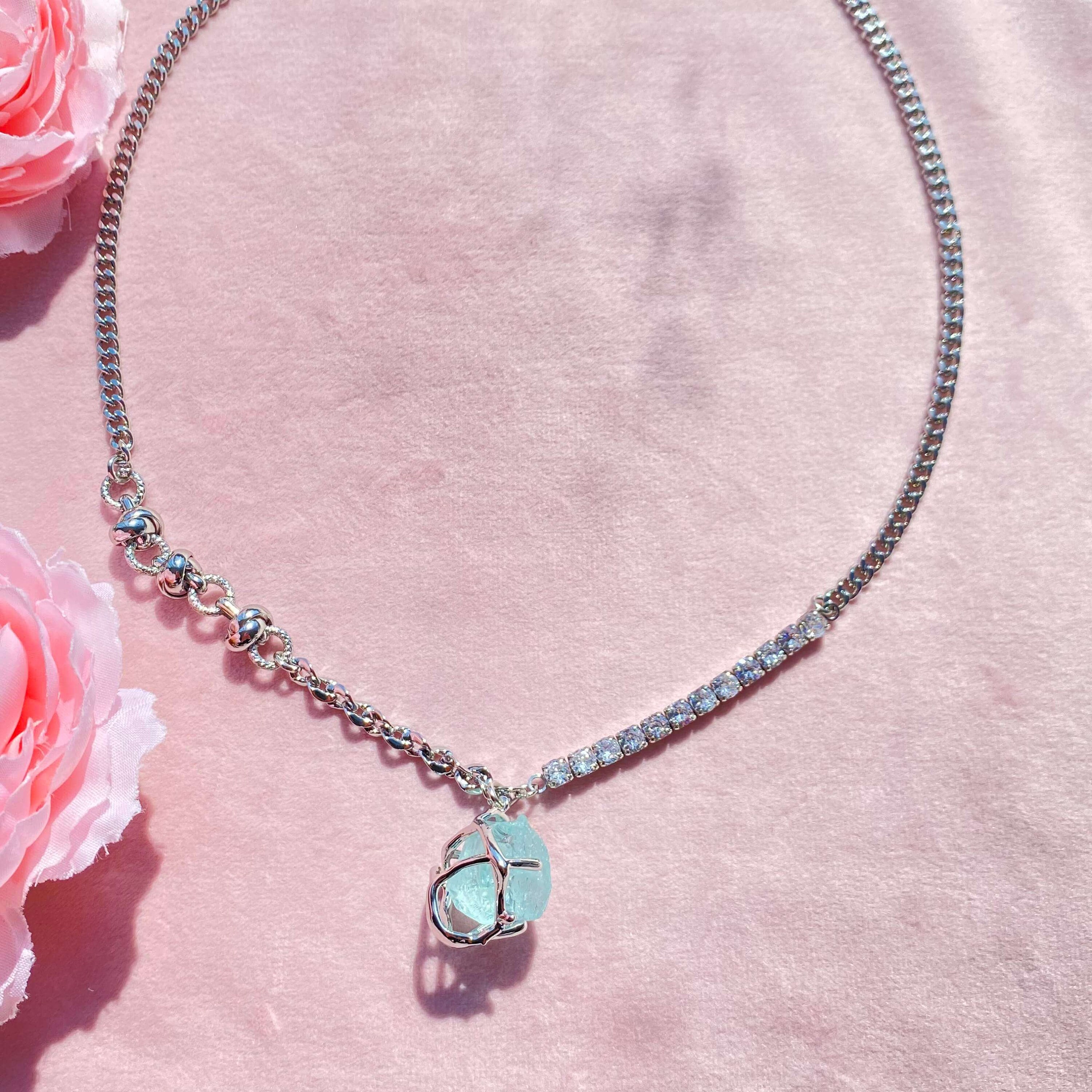 Y2K Handmade Metal Glacier Diamond Gemstone Chain Necklace,birthstone ...