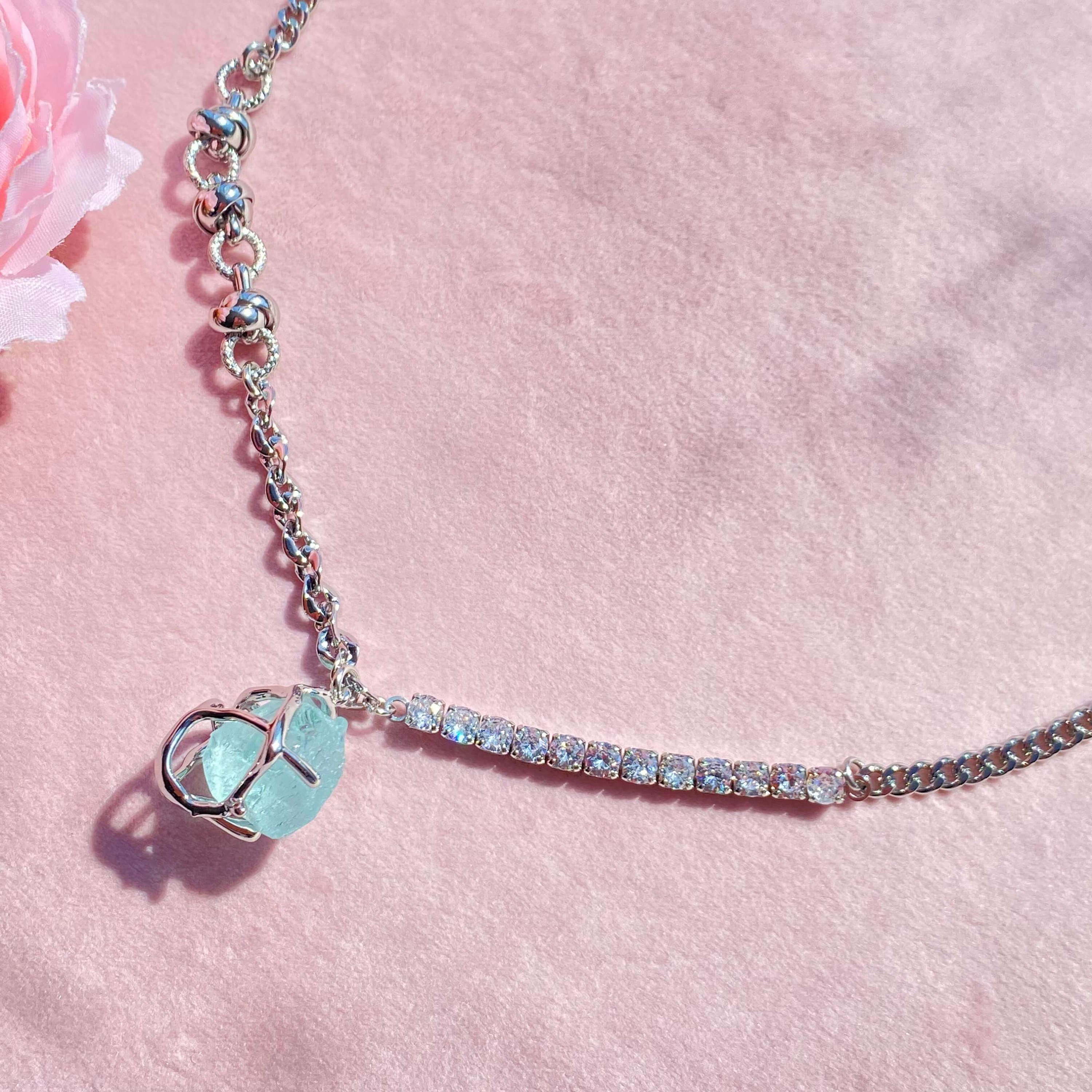 Y2K Handmade Metal Glacier Diamond Gemstone Chain Necklace,birthstone ...