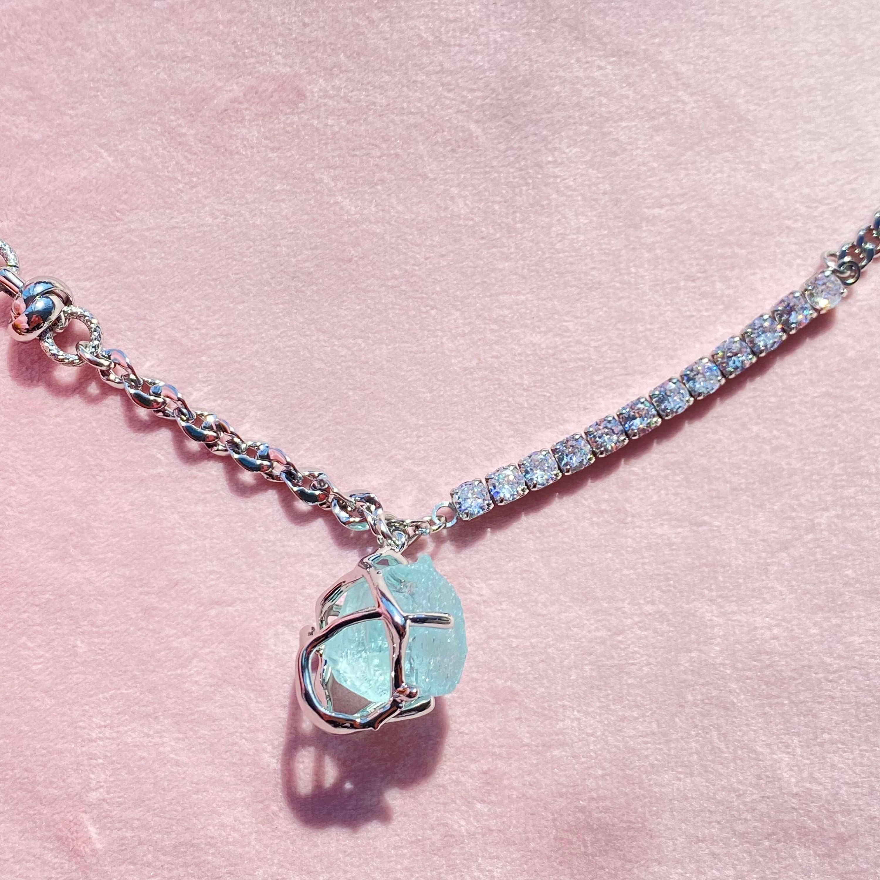 Y2K Handmade Metal Glacier Diamond Gemstone Chain Necklace,birthstone ...
