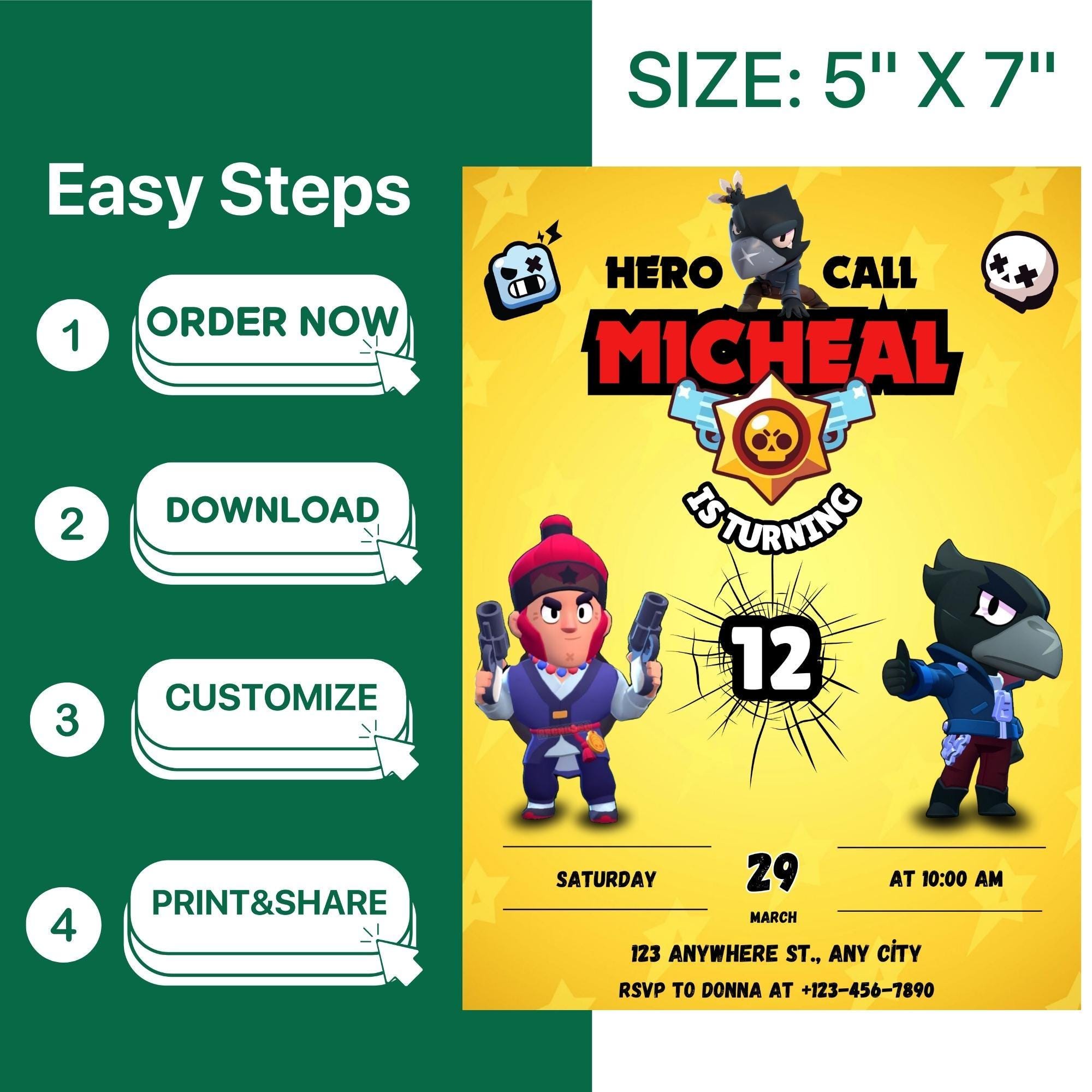 Brawl Stars Party Invitation, Brawl Stars Birthday, Canva Brawl Stars ...