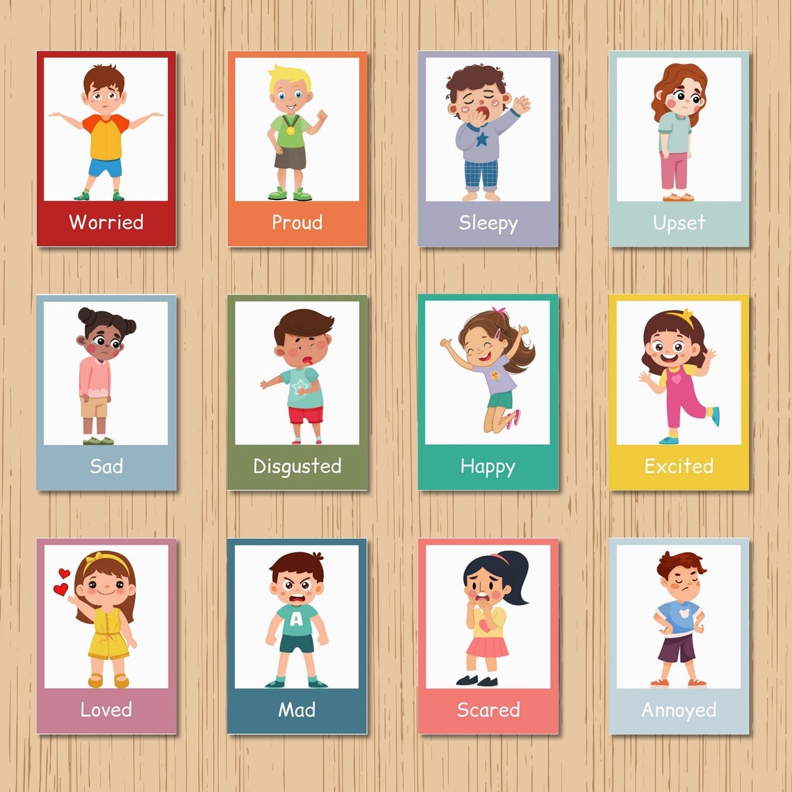 24 Printable Feelings Flashcards, Emotion Flash Cards, Emotion Cards ...
