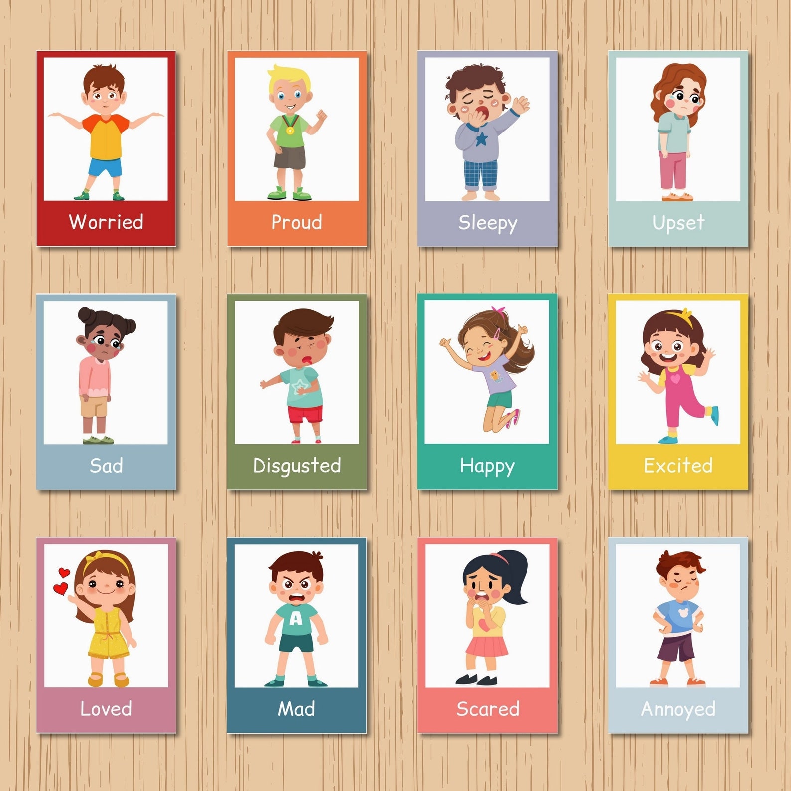 24 Printable Feelings Flashcards, Emotion Flash Cards, Emotion Cards ...