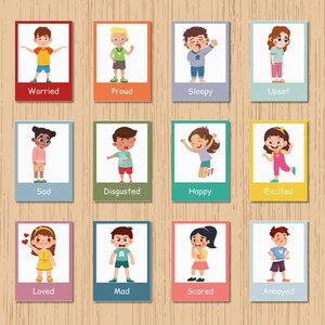 24 Printable Feelings Flashcards, Emotion Flash Cards, Emotion Cards ...