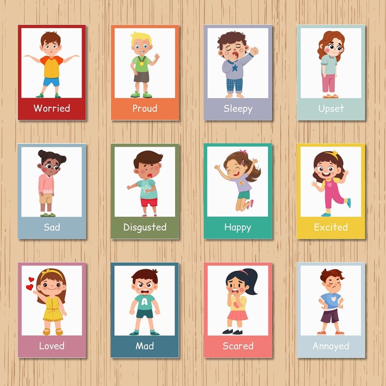 24 Printable Feelings Flashcards, Emotion Flash Cards, Emotion Cards ...