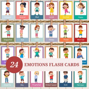 24 Printable Feelings Flashcards, Emotion Flash Cards, Emotion Cards ...
