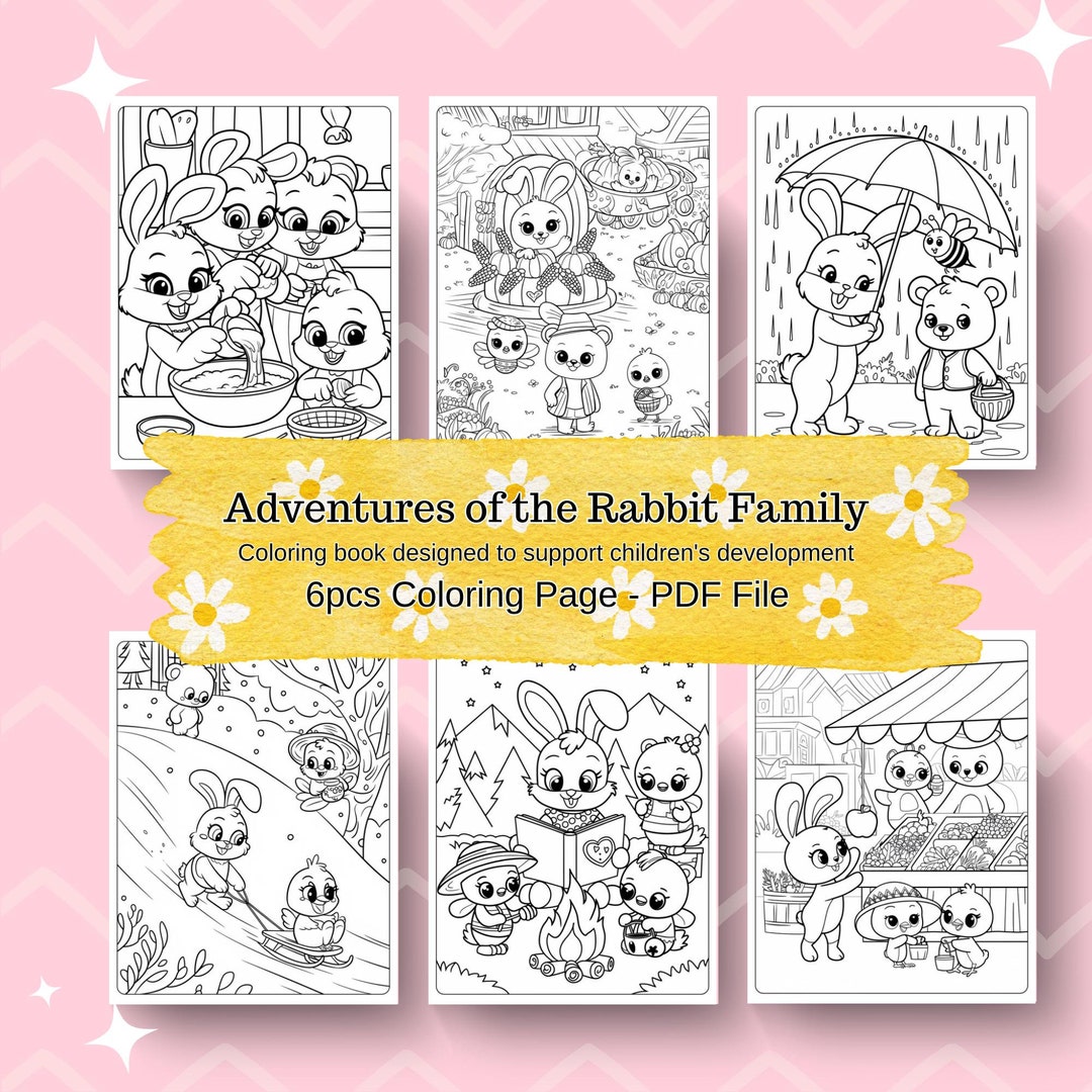 Adventures of the Rabbit Family Coloring Book Children's Color Book ...
