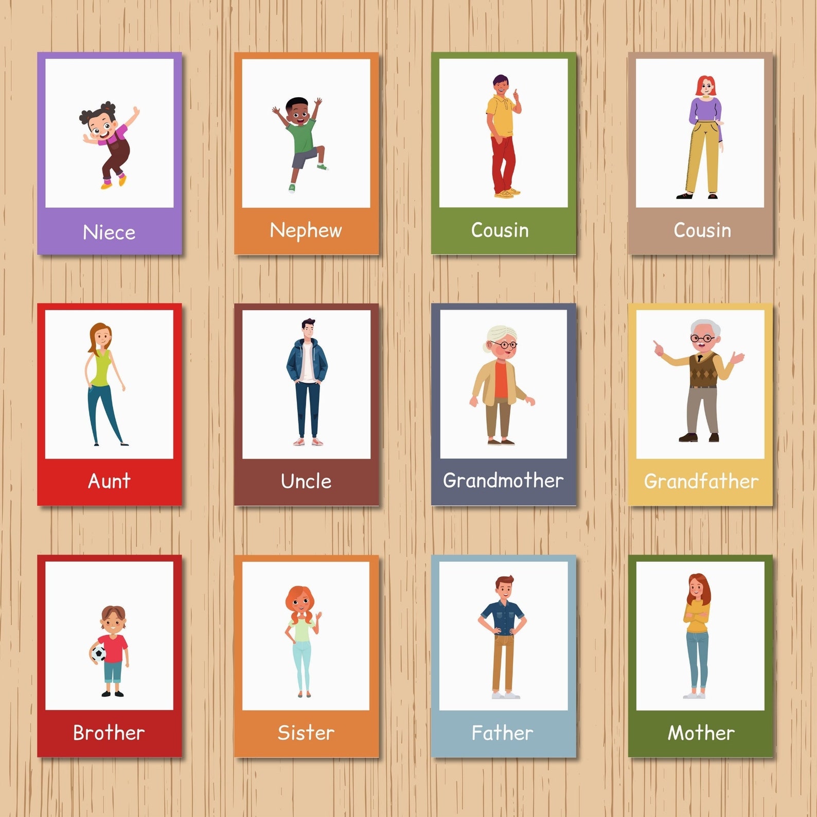 36 Printable Family Flashcards , Montessori Cards for Kids, Family ...