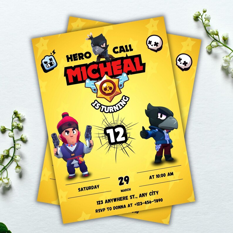 Brawl Stars Party Invitation, Brawl Stars Birthday, Canva Brawl Stars ...