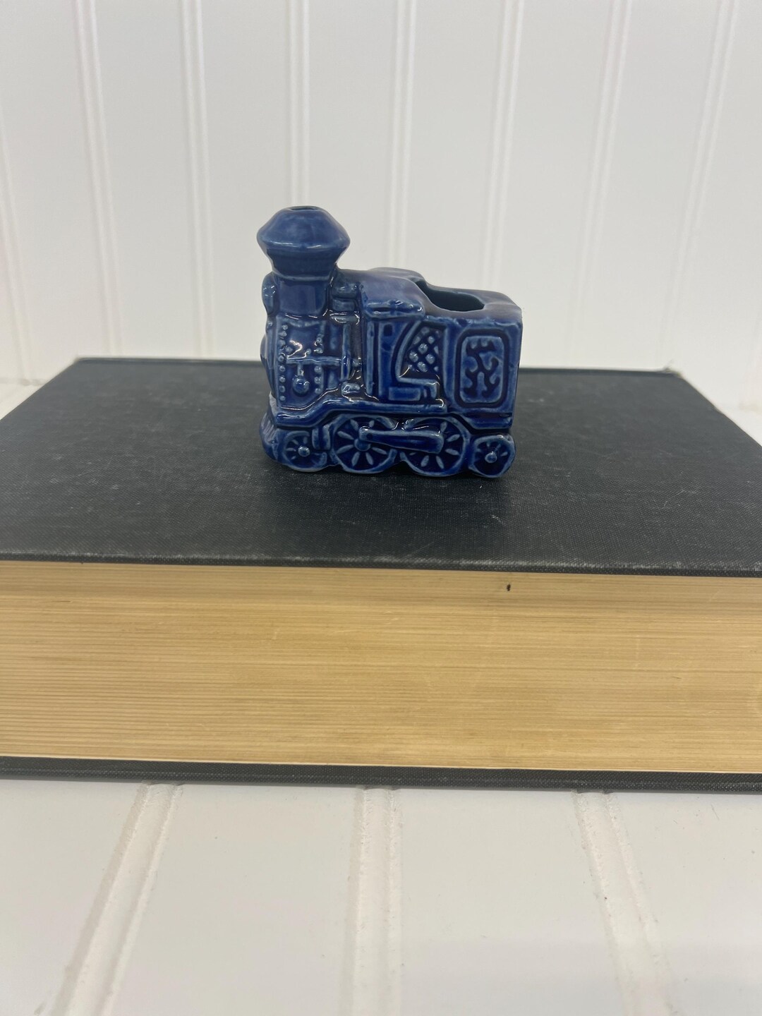 Vintage Cobalt Blue Train Toothpick Holder – Cute Little Succulent Vase ...