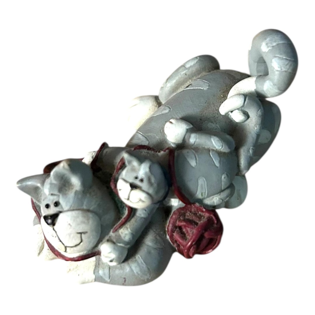 Vintage Miniature Gail West Playful Grey Cat & Kitten Figurine - Etsy