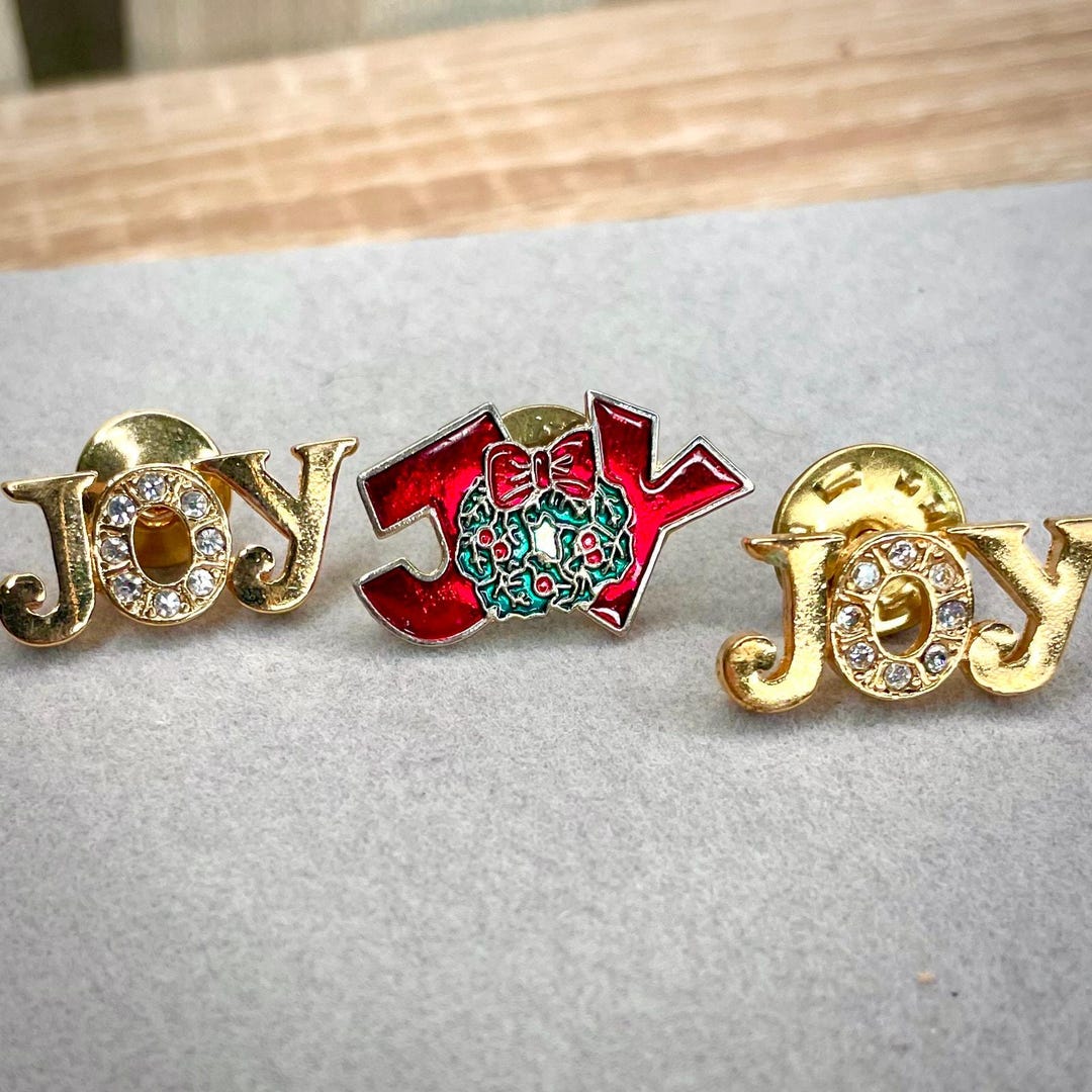 Set of 3 Joy Holiday Christmas Pins - Etsy