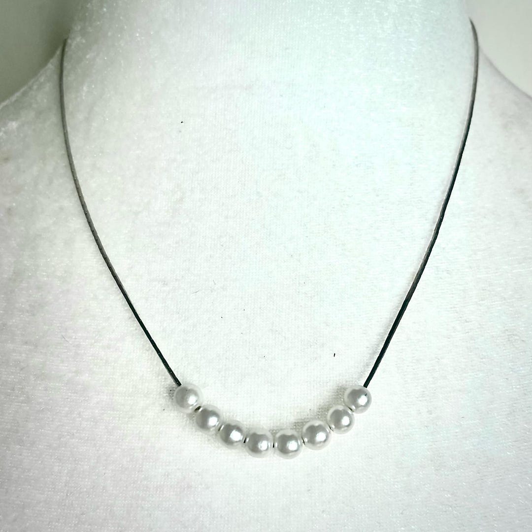 Vintage Korea Silver Tone Chain Sliding Faux Pearl Necklace - Etsy