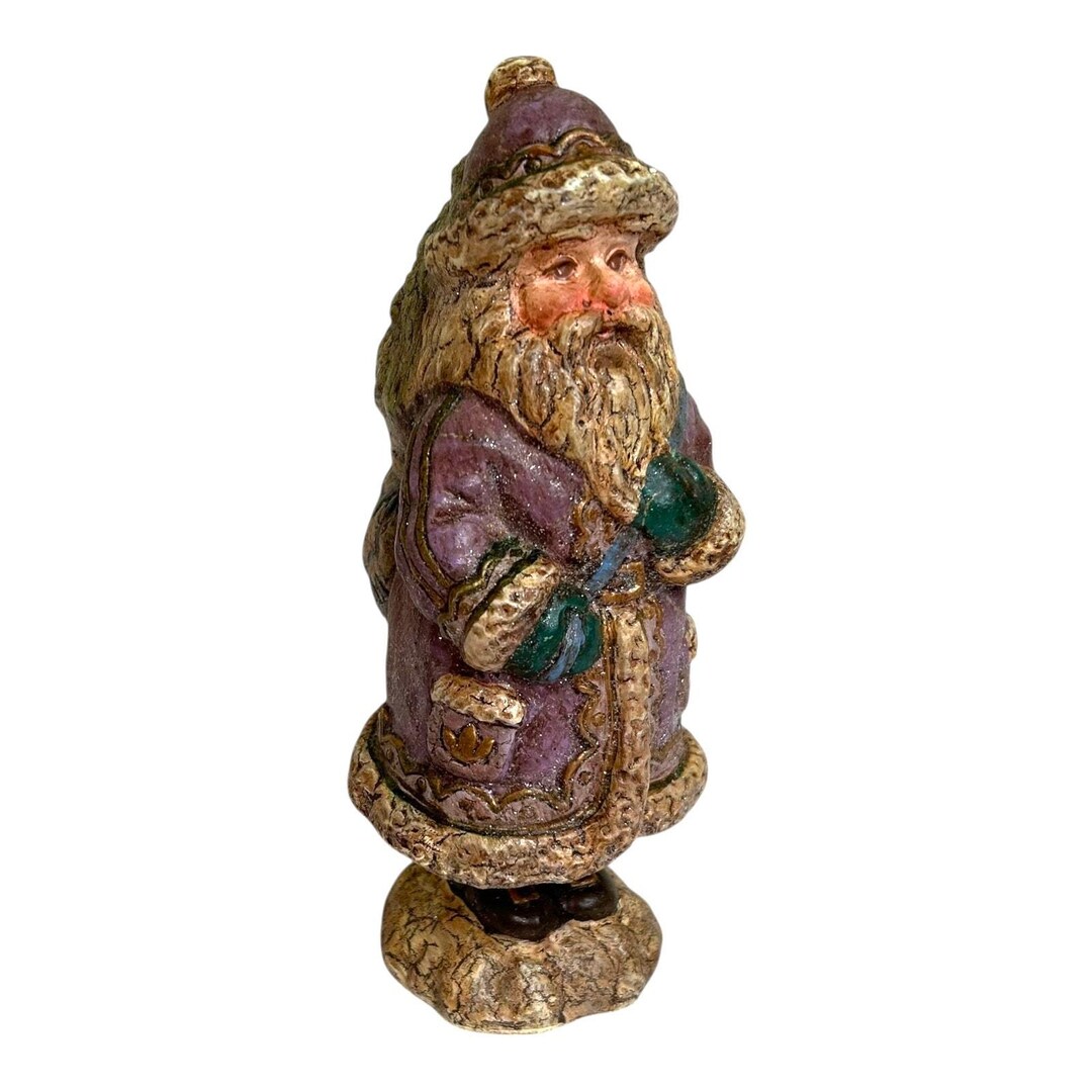 Vintage Resin Wood Natural Folk Art Style Santa Claus With Presents ...