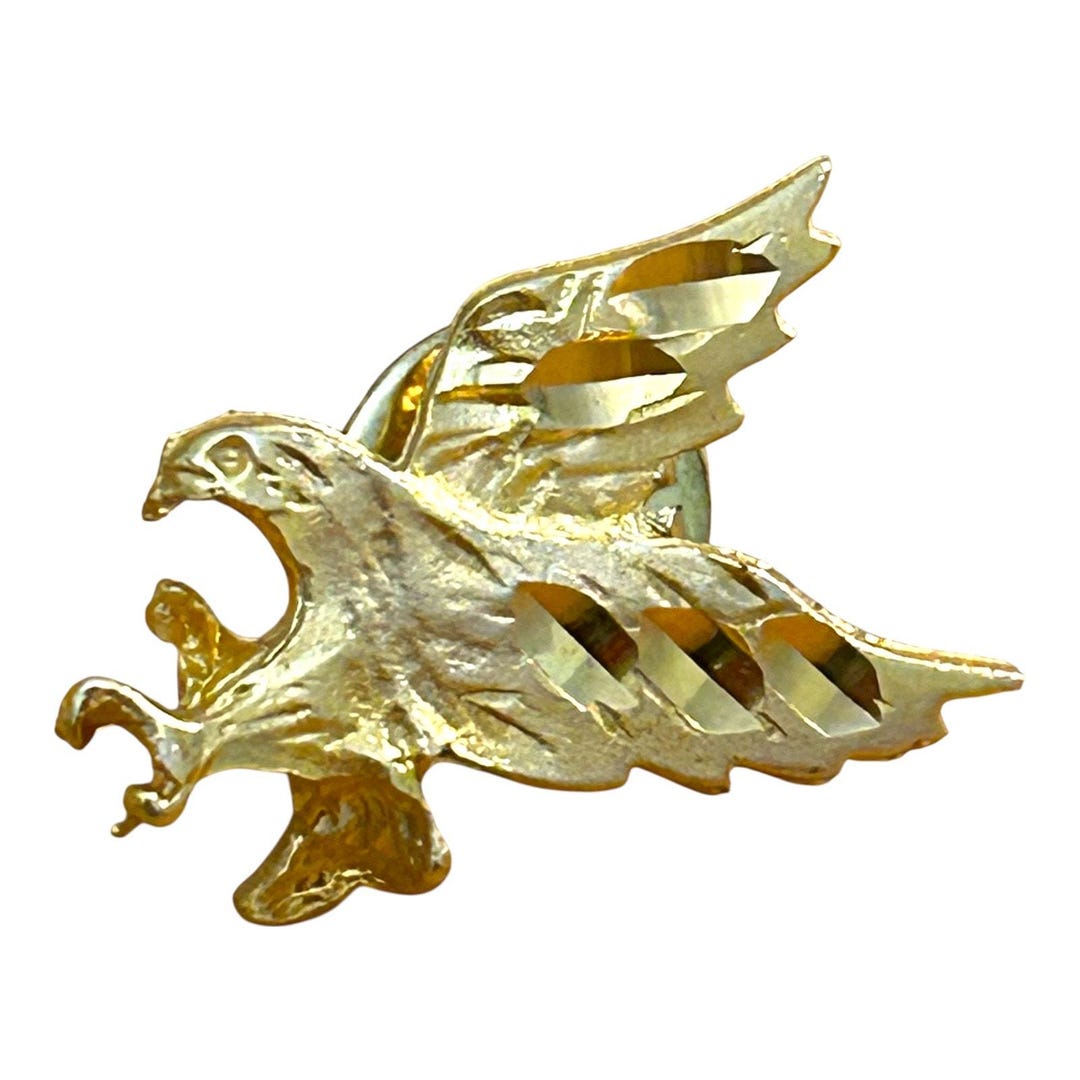 Vintage Brushed Gold Tone Detailed Eagle Lapel Pin - Etsy