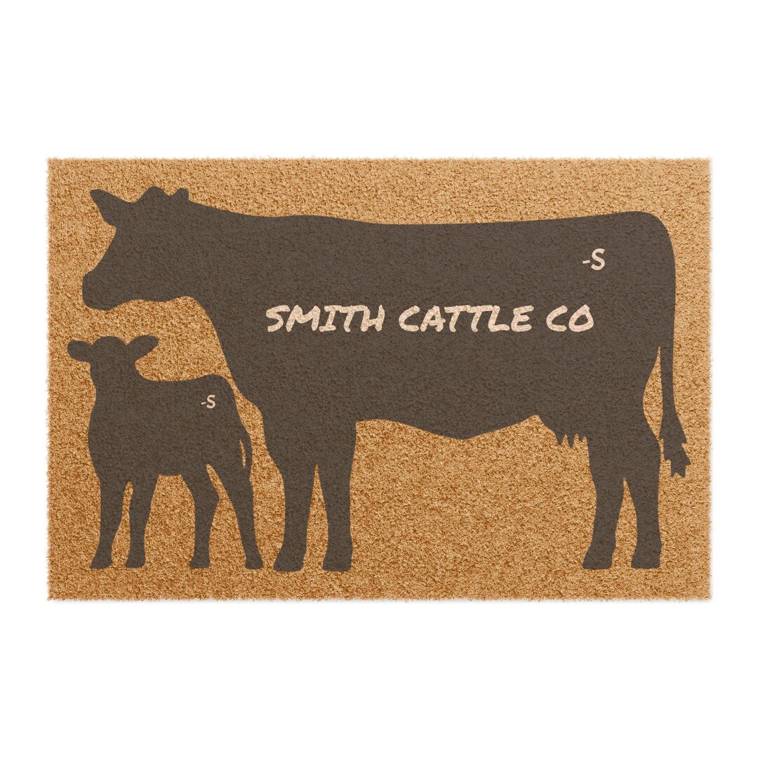 Doormat, Cow and Calf Doormat, Ranch Doormat, Personalized, Customized ...