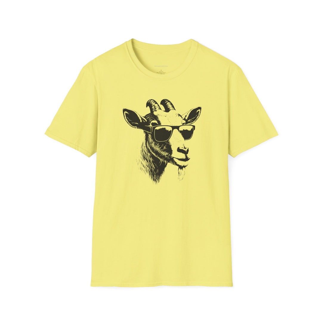 Goat Shirt, Fun Goat Tee, Goat With Sunglasses Shirt, Unisex, Softstyle ...