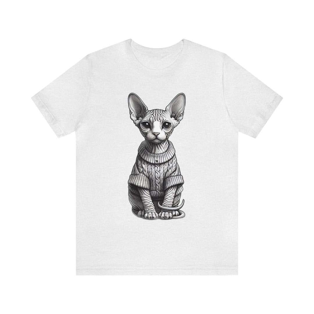 Hairless Sphynx T Shirt, Hairless Sphynx in a Sweater, Cat Graphic Tee ...