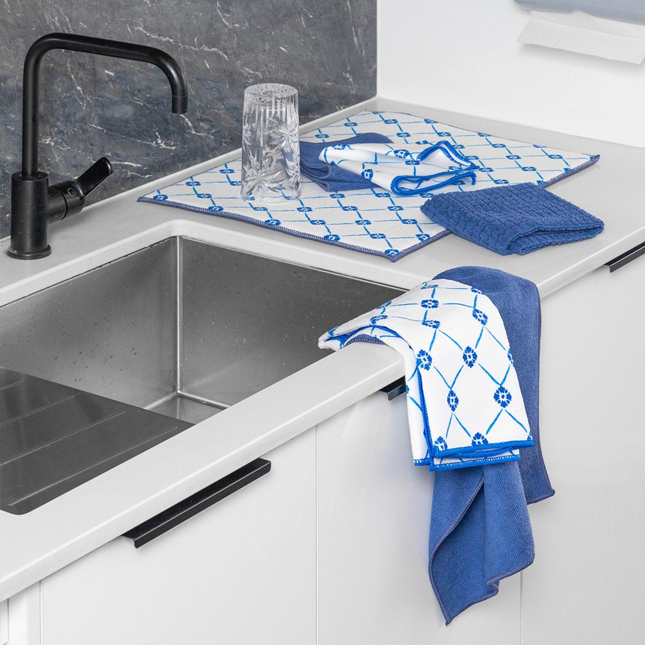 Dish Drying Mat, 1pc, Microfibre, Blue White, Kitchen, Dishes - Etsy