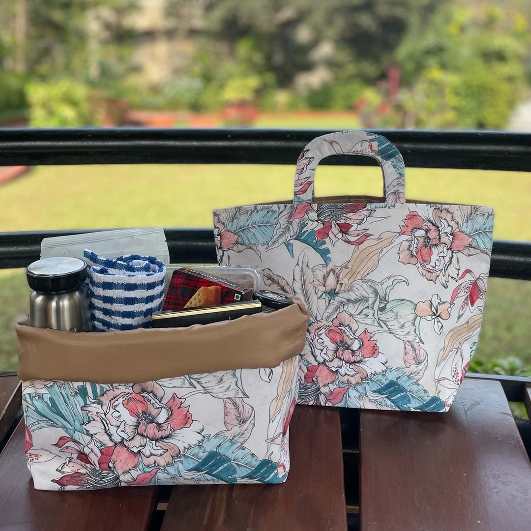 Roll-down Bag Basket Floral Picnic Lunch Bag Storage - Etsy