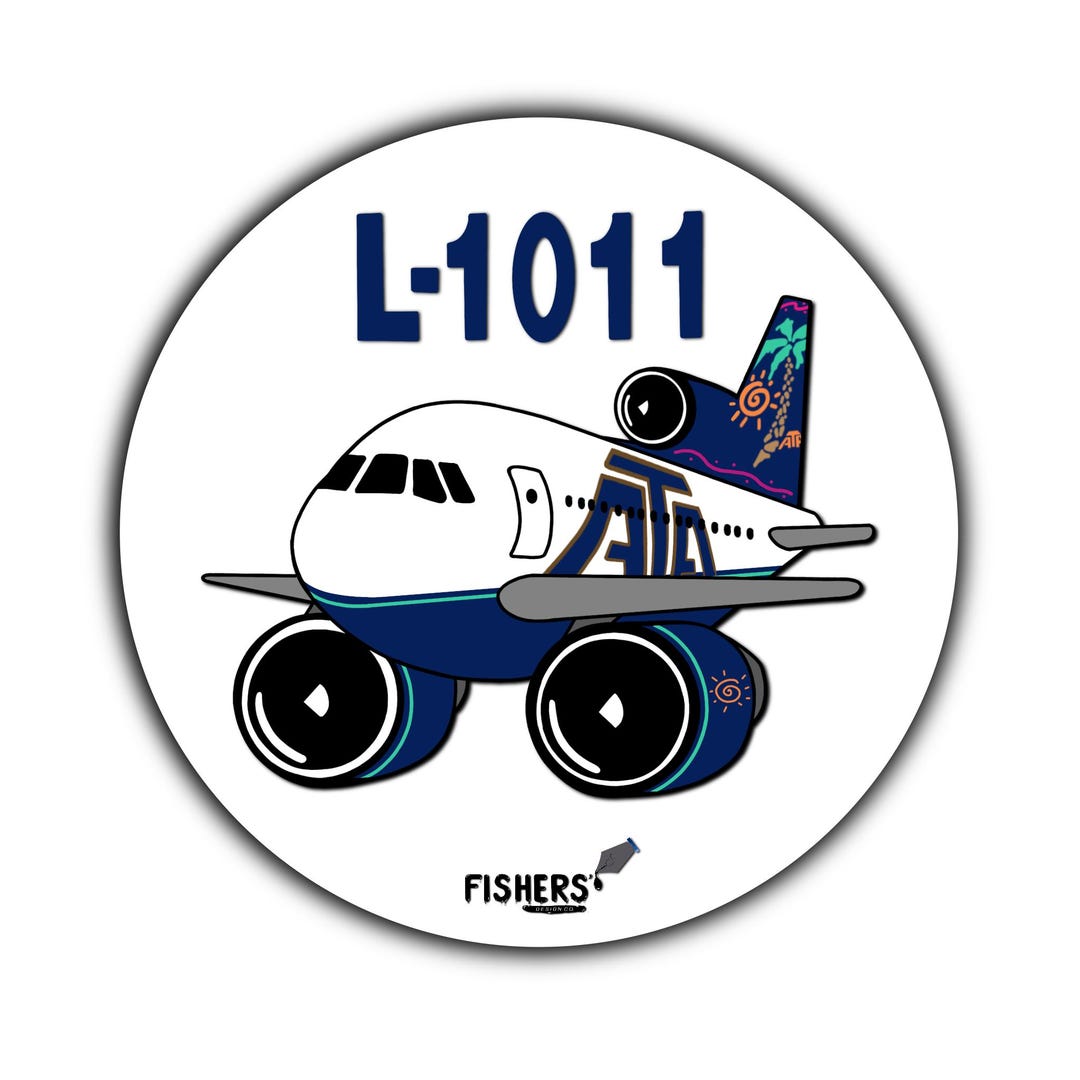 ATA Airlines L-1011 - 3" Circular Cartoon Sticker! - Decals - Water ...