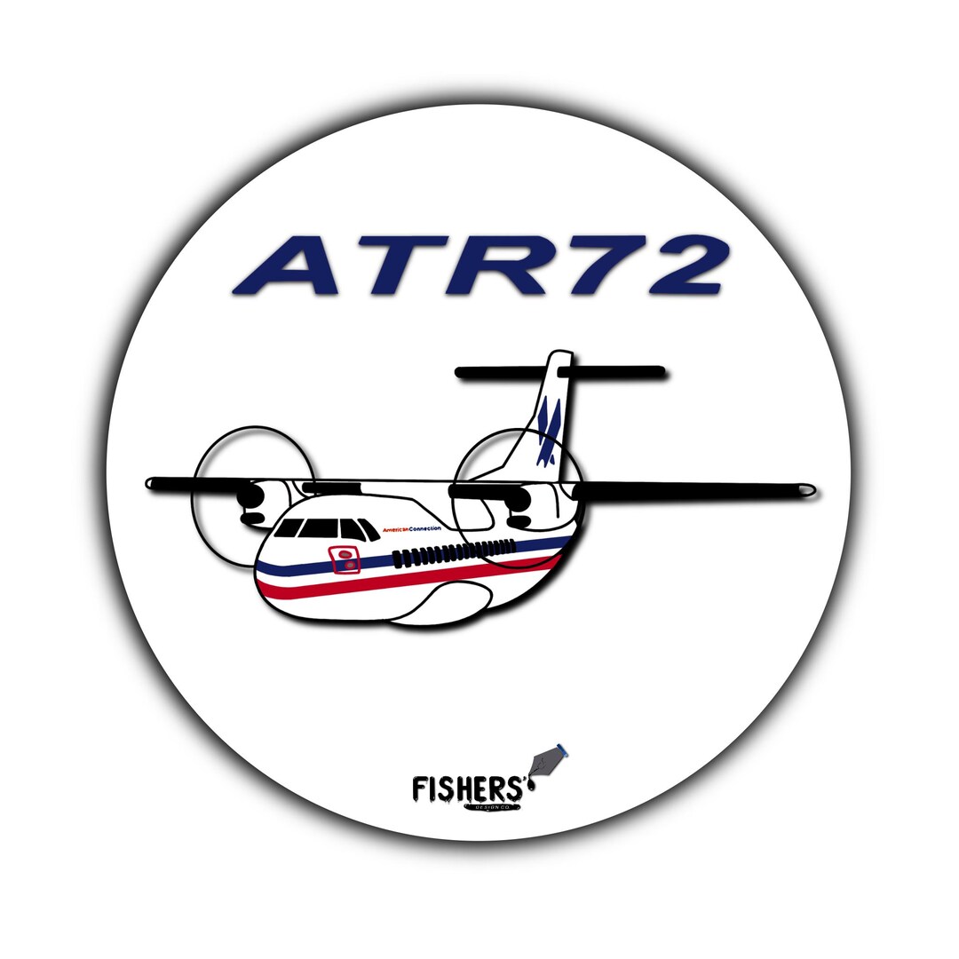 American Connection ATR 72 - 3" Circular Cartoon Sticker! - Decals ...