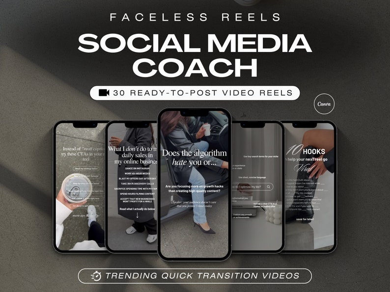 Faceless Video Reels, Social Media Coach Reels, Canva Instagram Reel ...