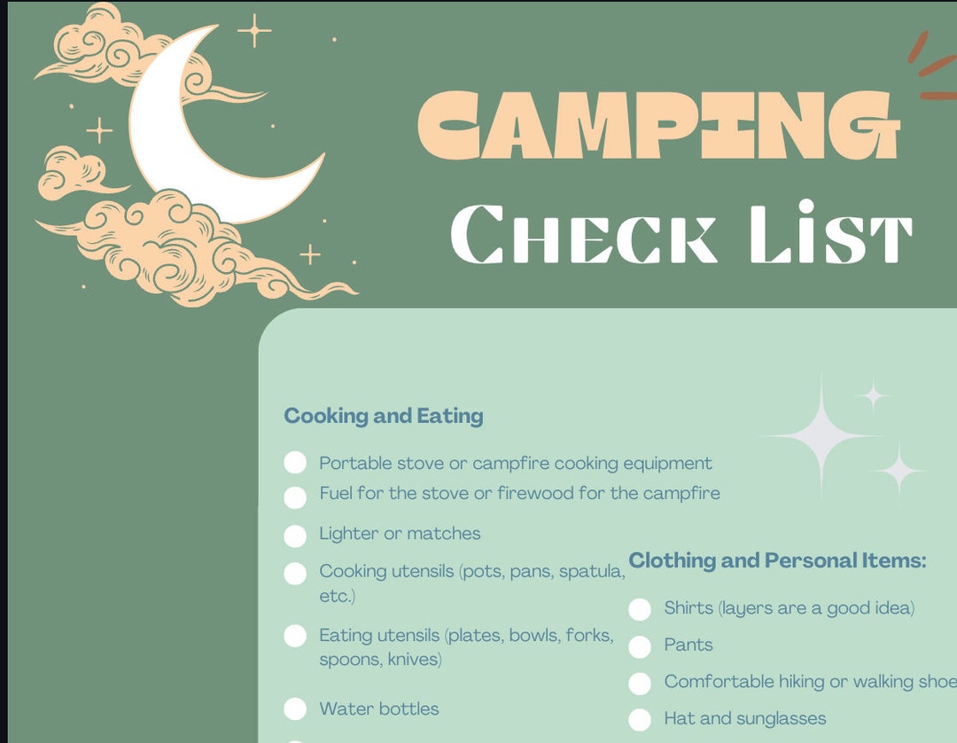 Ultimate Camping Checklist - Be Prepared for Your Adventure - Etsy